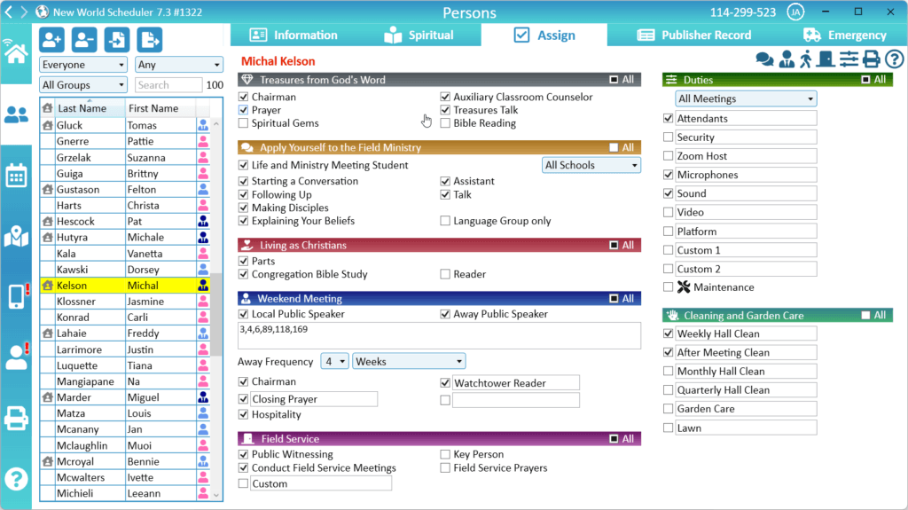 NW Scheduler | Assign Privileges and Duties