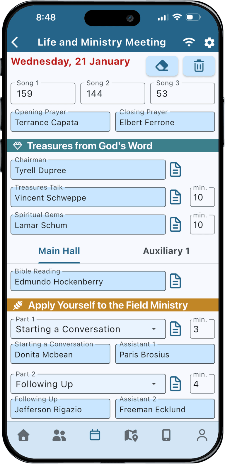 NW Scheduler | Schedule the Christian Life and Ministry Meeting (CLM)