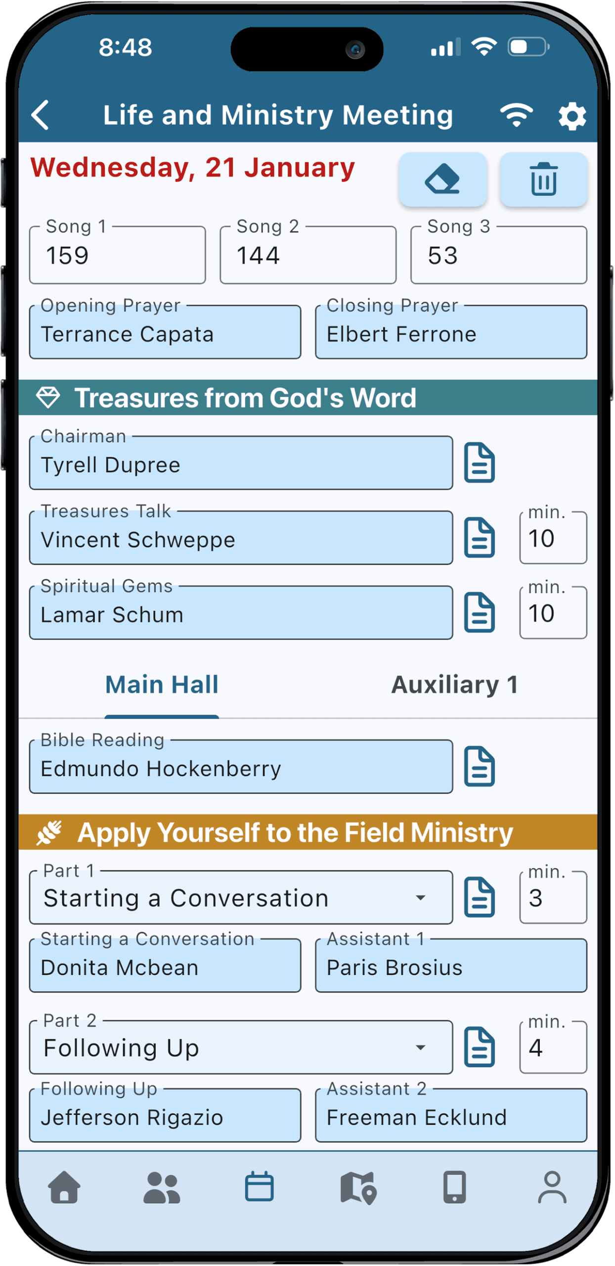 NW Scheduler | Schedule the Christian Life and Ministry Meeting (CLM)