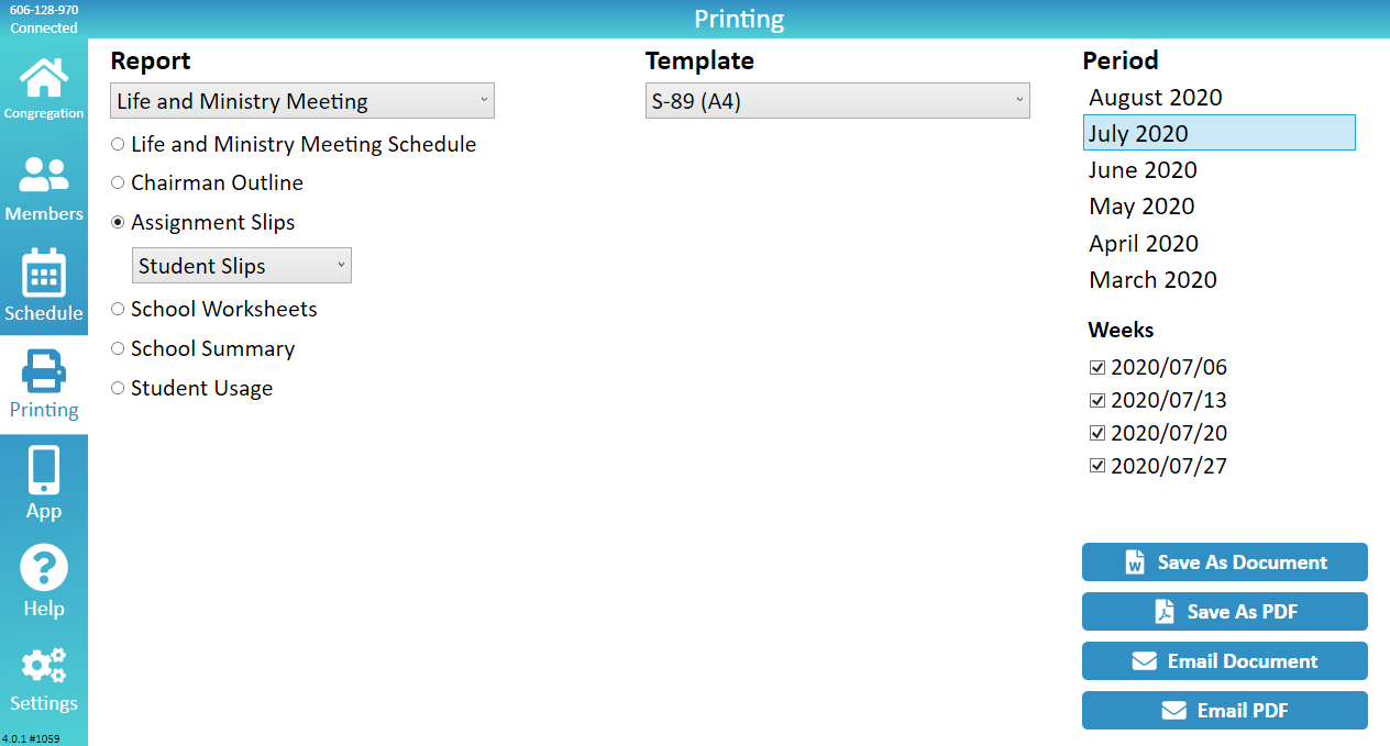 NW Scheduler | Print Schedules and Assignment Slips