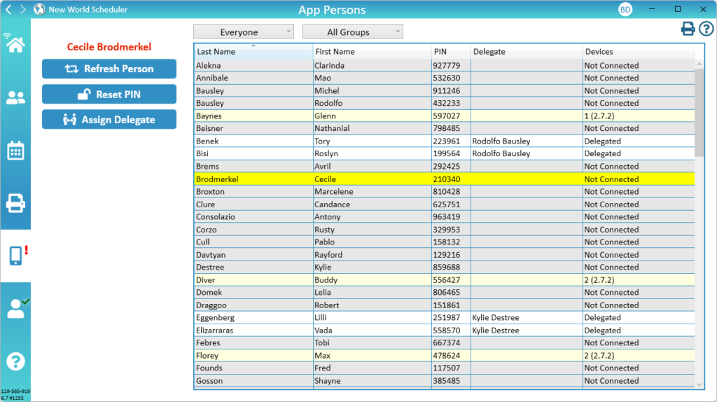 NW Scheduler | App Persons