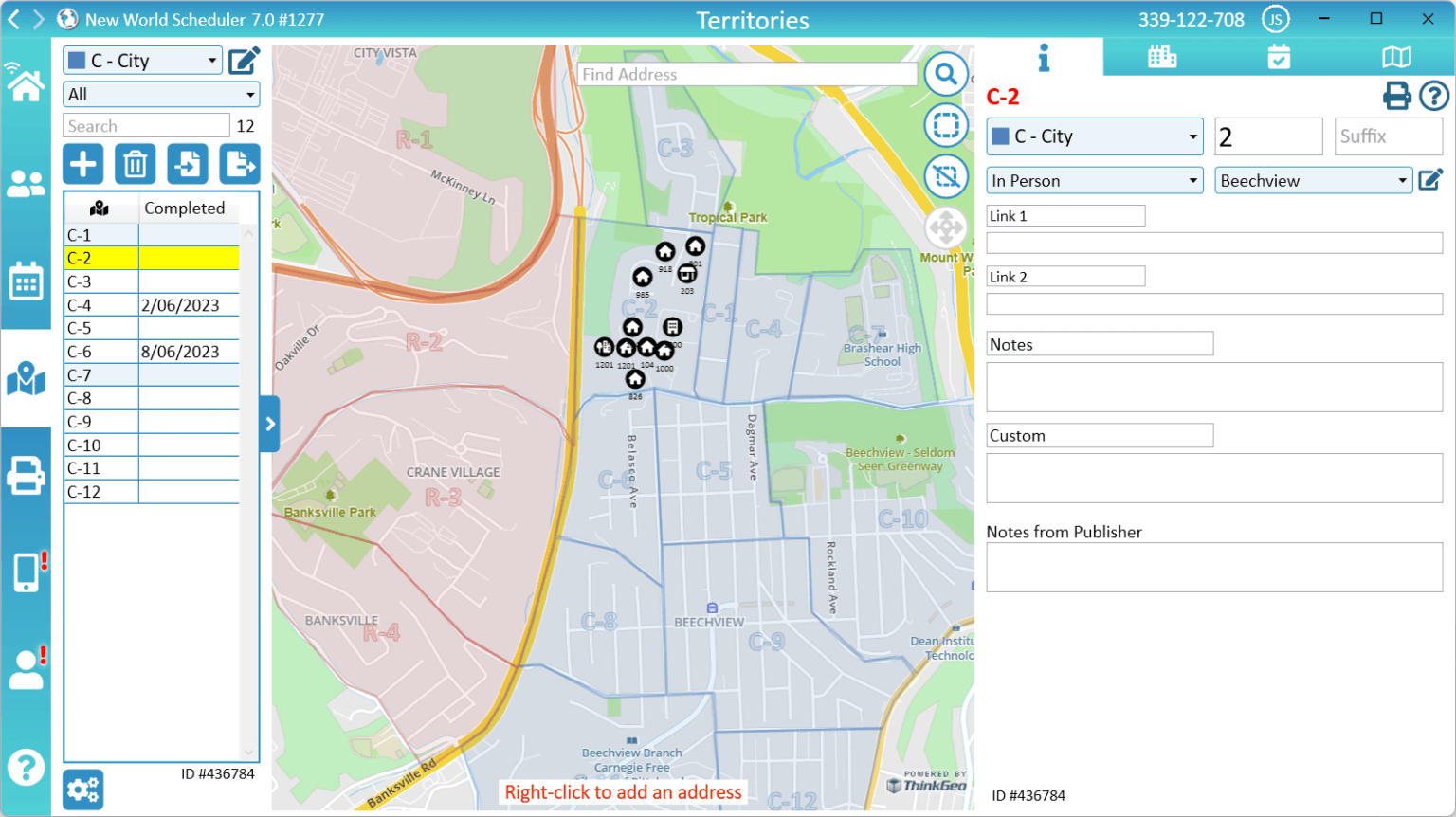 NW Scheduler | Territory Information