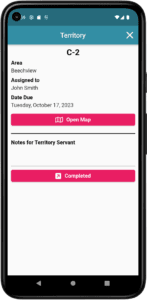 NW Scheduler | NW Publisher app View - Territories