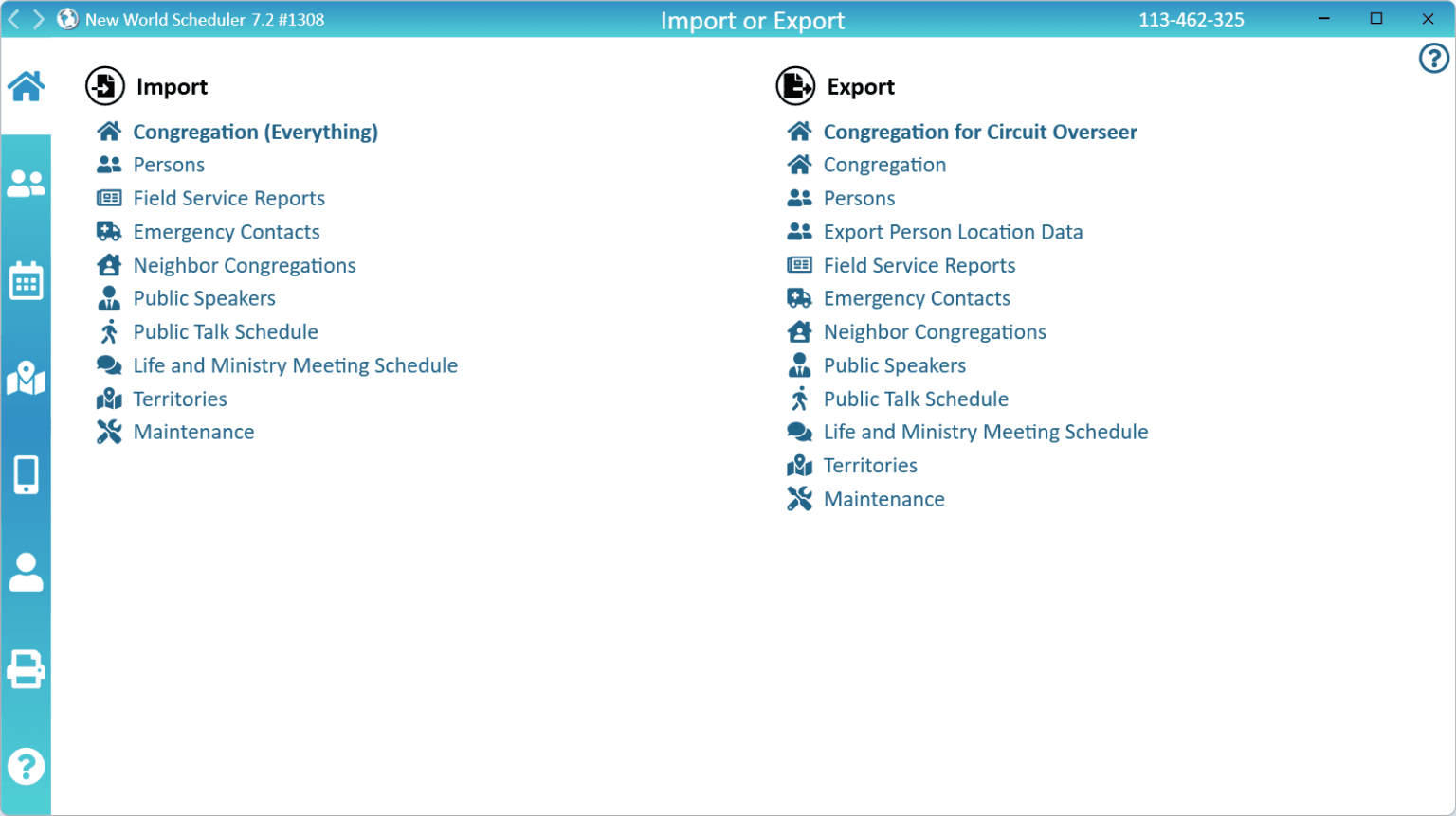 NW Scheduler | Export NW Scheduler data