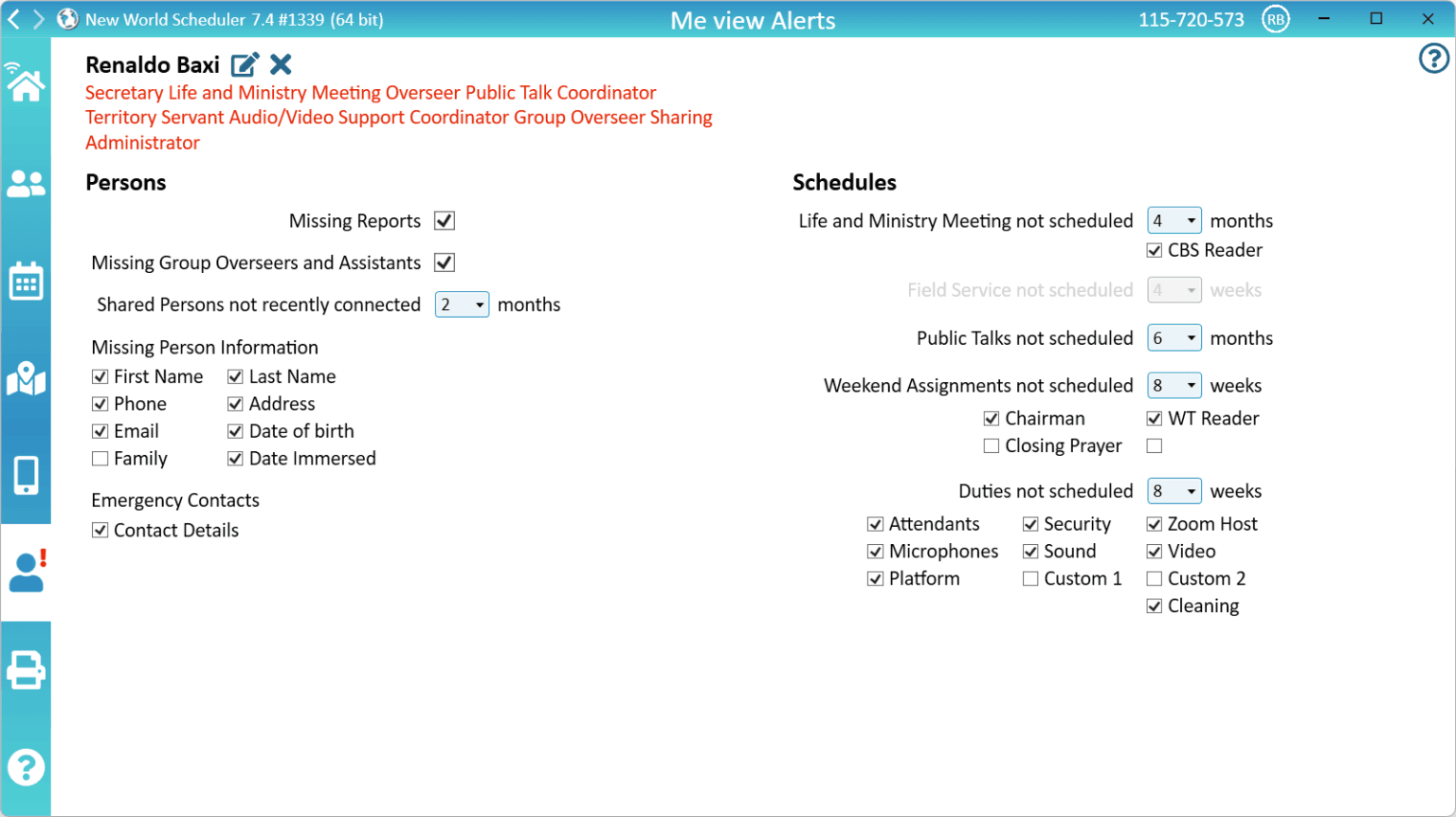 NW Scheduler | Me view Alerts